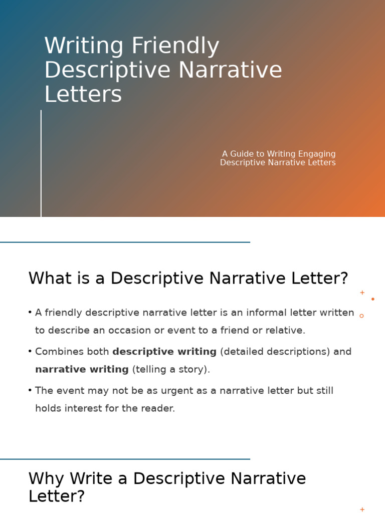 Writing Friendly Descriptive Narrative Letters | PDF | Narrative