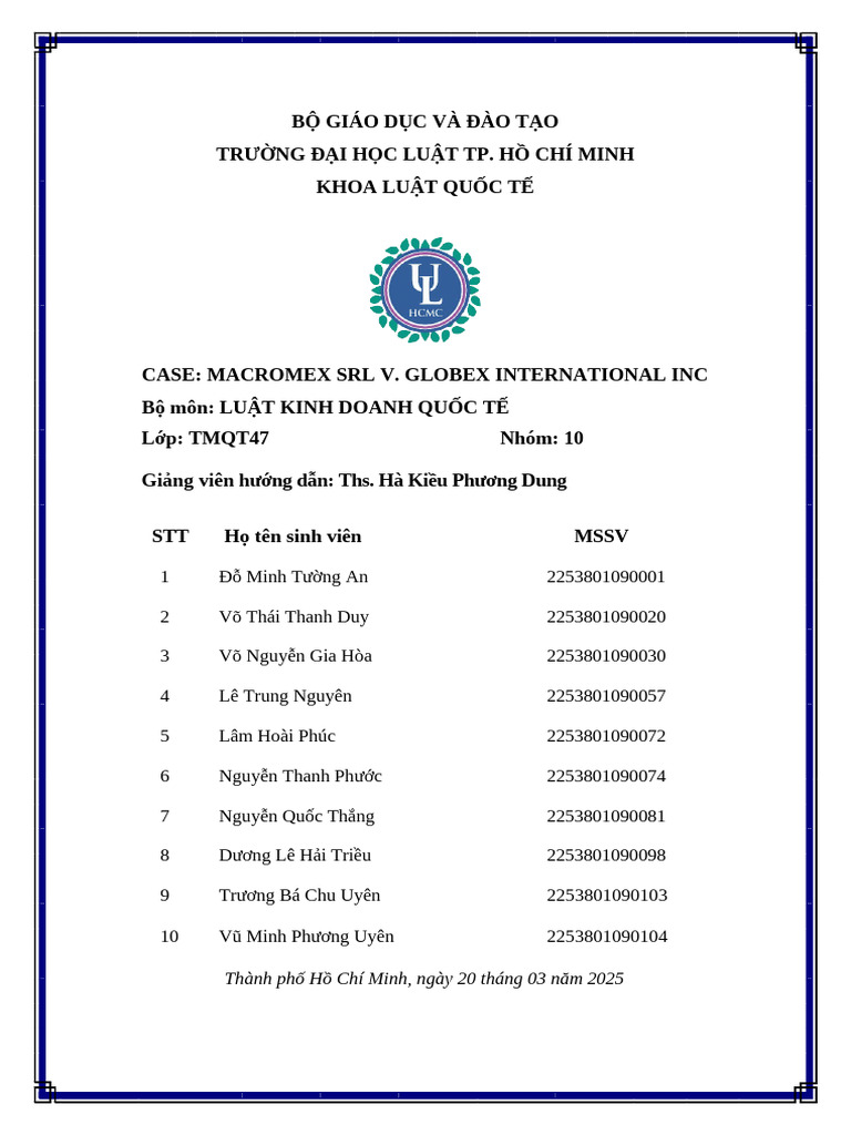 Bai Thuyet Trinh Luat KDQT_Nhom 10 | PDF