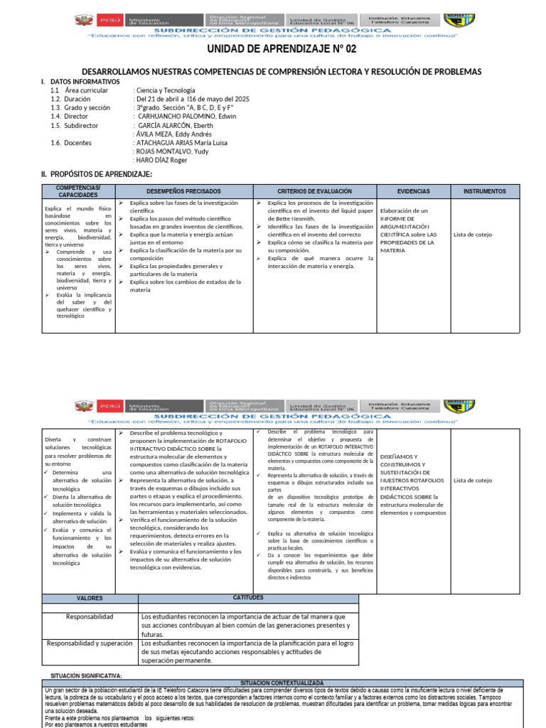 2da Unidad 3°ro de Comprensión Lectora | PDF | Importar | Evaluación