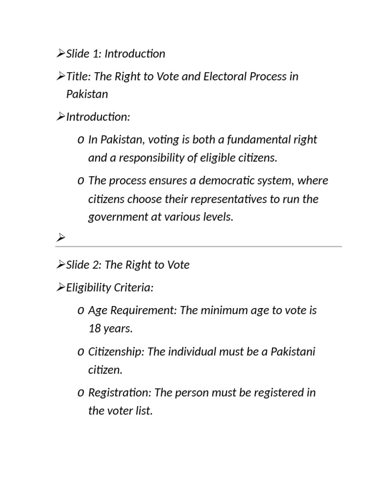 Voting Rights and Electoral Process in Pakistan | PDF | Elections | Voting