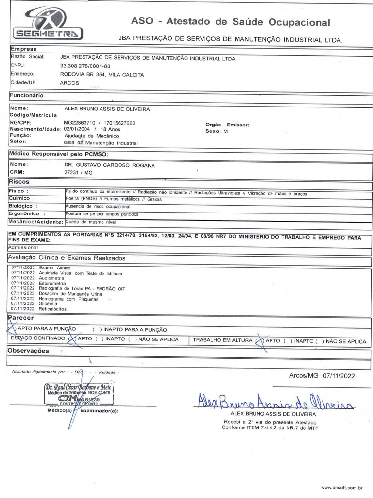 ASO Alex Bruno Assis de Oliveira | PDF