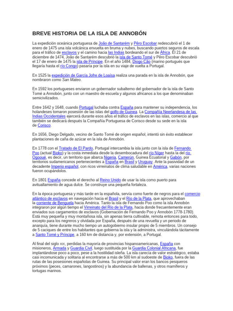 Historia de la Isla de Annobón | PDF