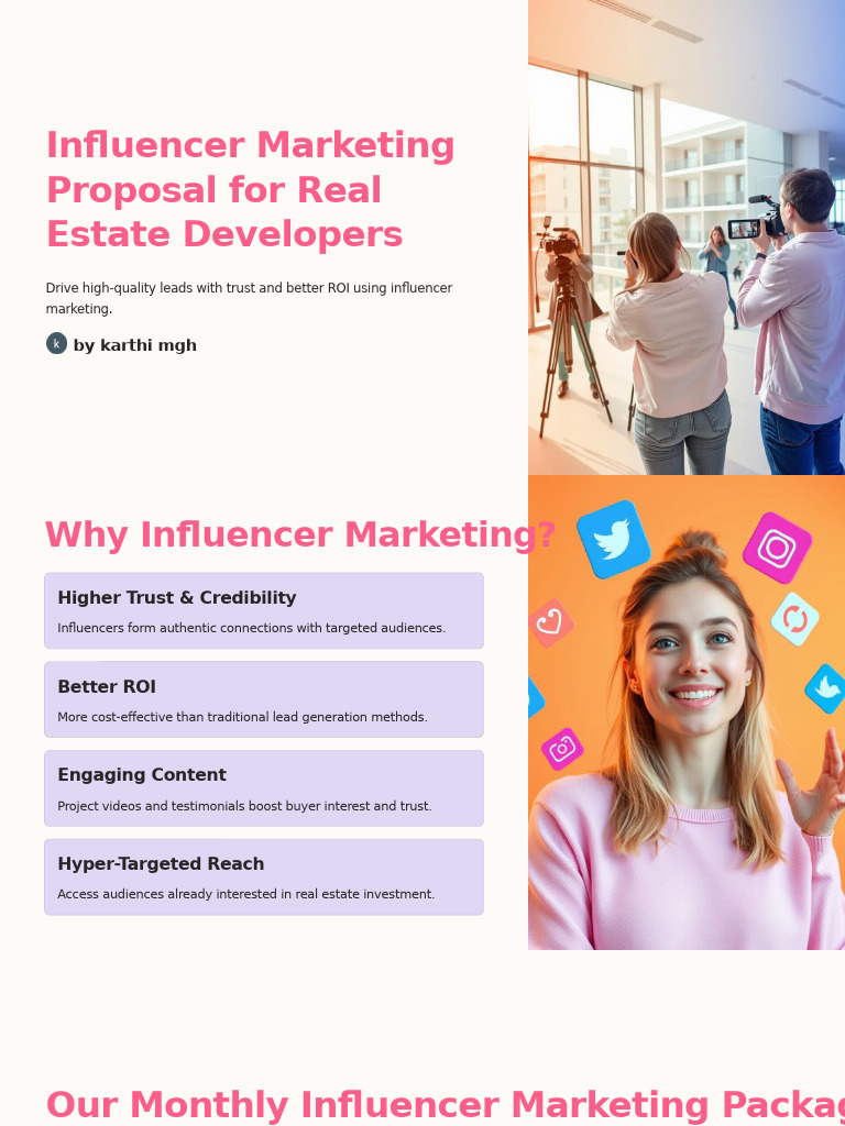Influencer Marketing Proposal For Real Estate Developers | PDF