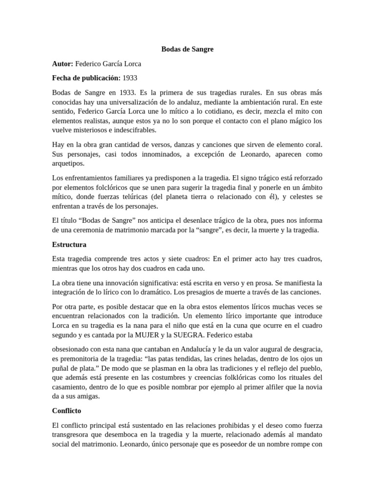 Bodas de Sangre | PDF | Federico García Lorca | Tragedia