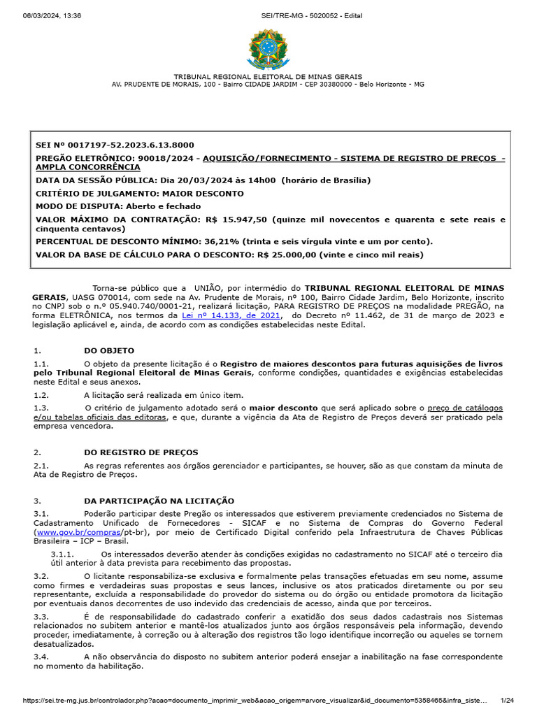 PE 90018-2024 - Aquisicao de livros (SRP) | PDF | Contabilidade | Balancete