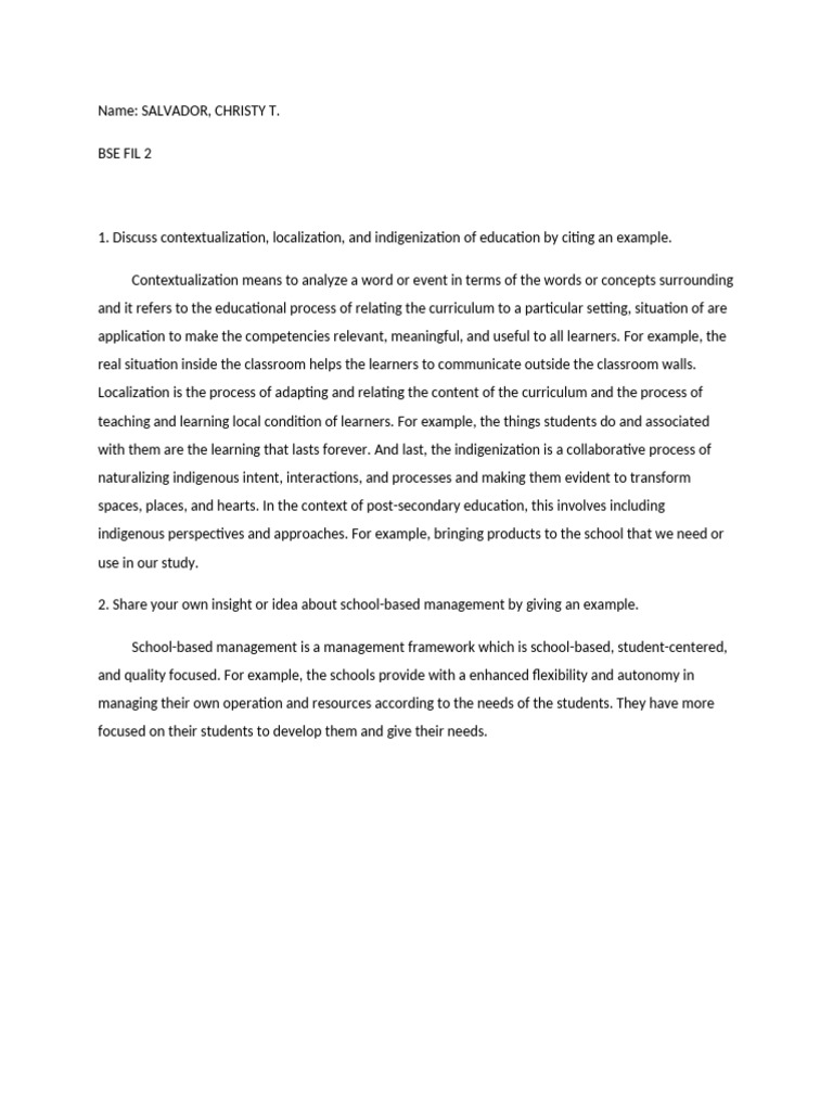 Contextualization, Localization and Indigenization in Education | PDF