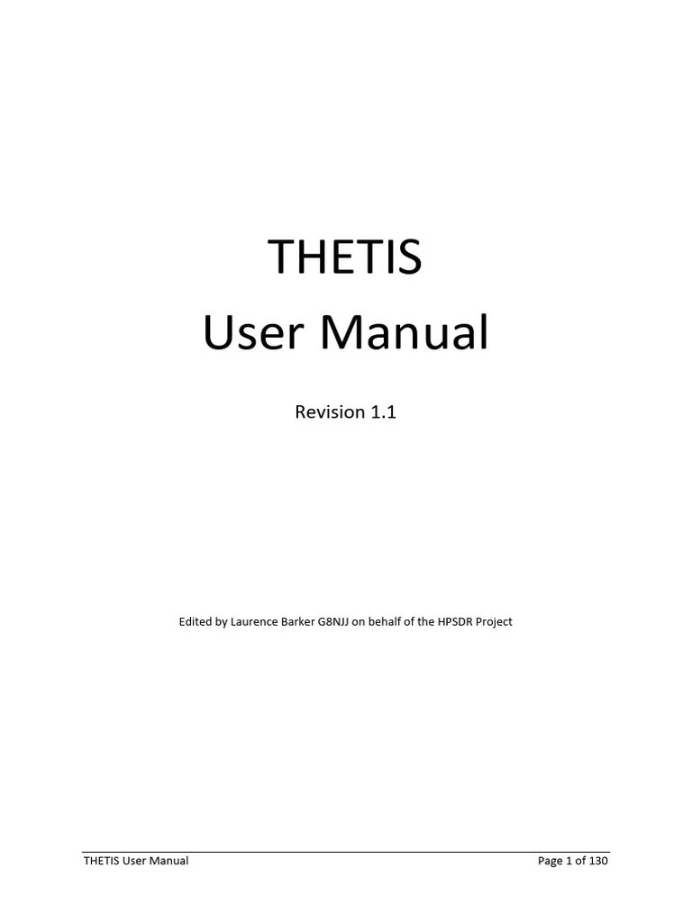 THETIS User Manual Overview | PDF | Radio | Bandwidth (Signal Processing)