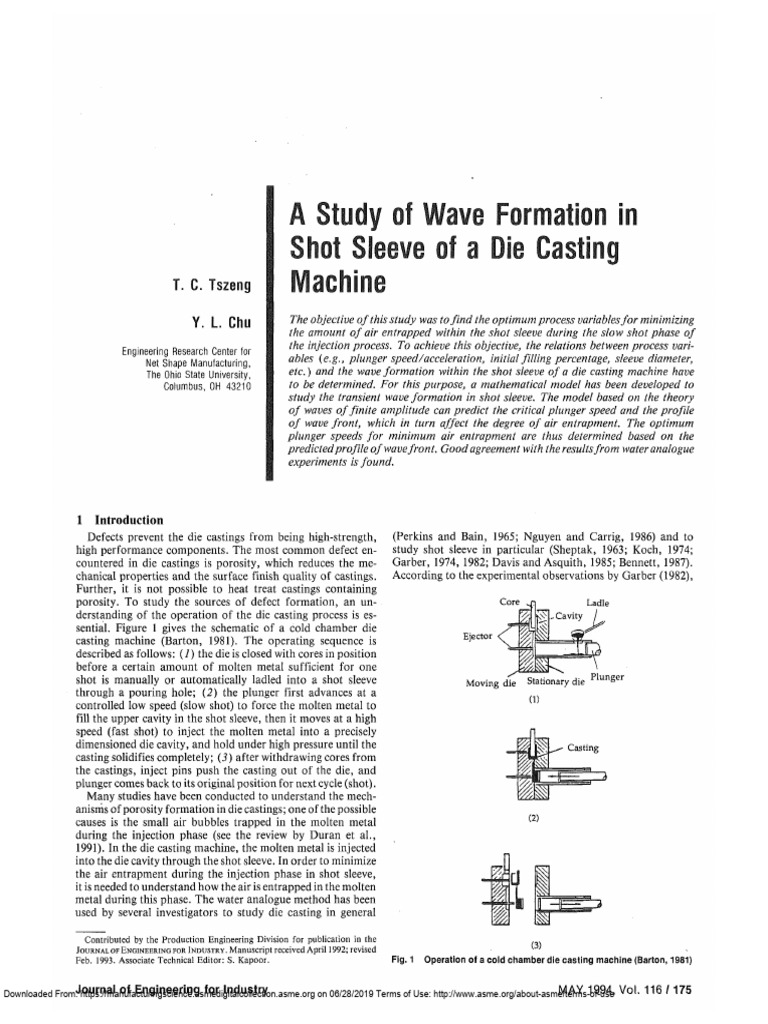 A Study of Wave Formation in Shot Sleeve of A Die Casting Machine | PDF ...