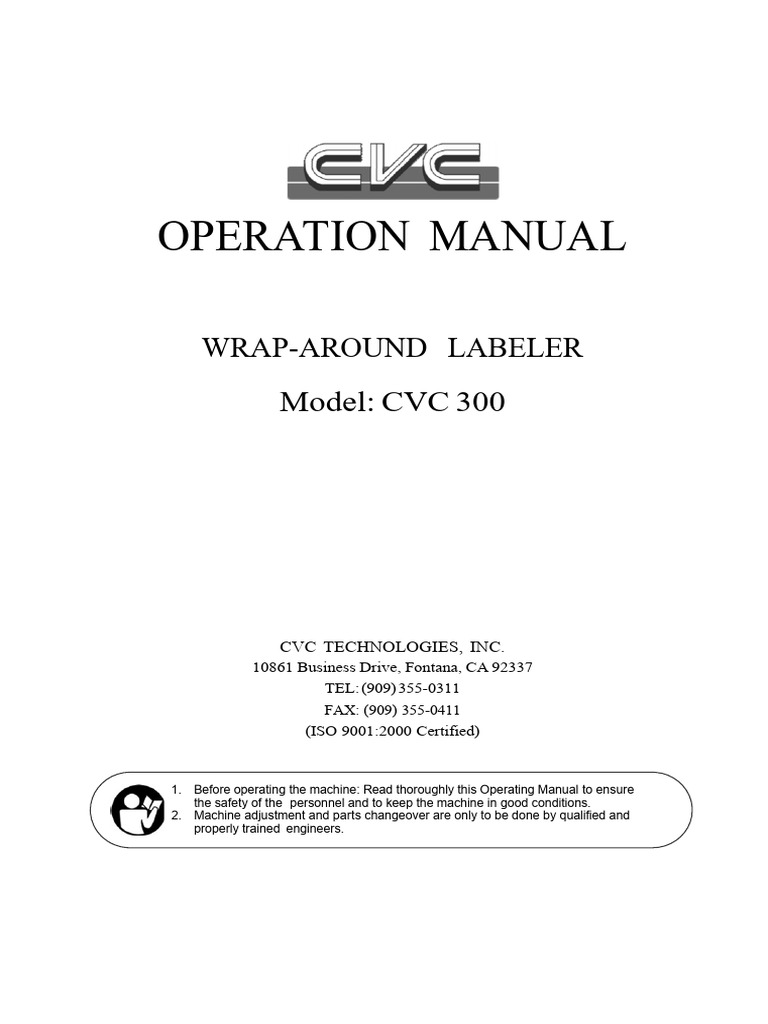 Manual Etiquetadora CVC300 | PDF | Safety | Occupational Safety And Health