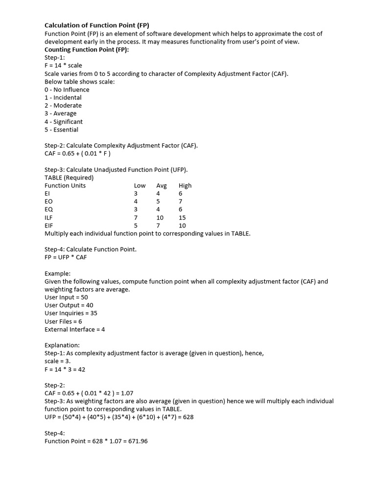 Unit-2.2 Function Point Calculation | PDF