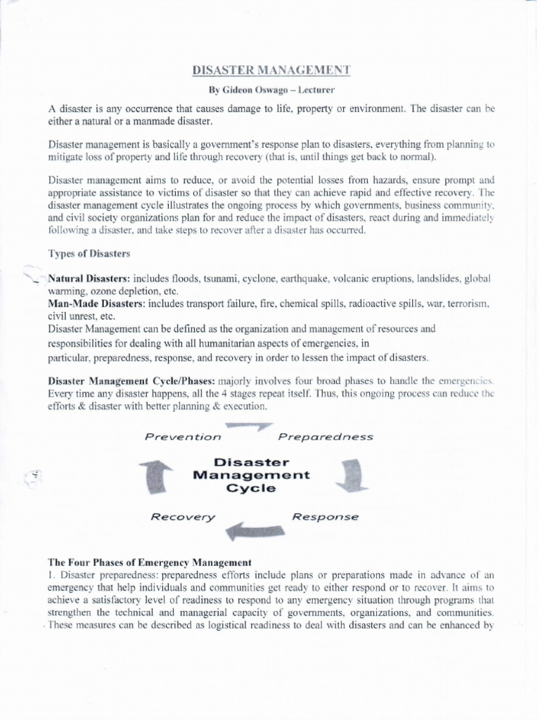 Disaster Management | PDF