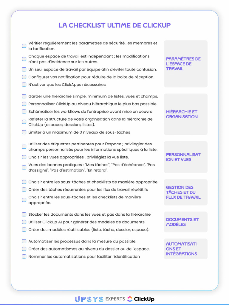 La Checklist Ultime de ClickUp | PDF