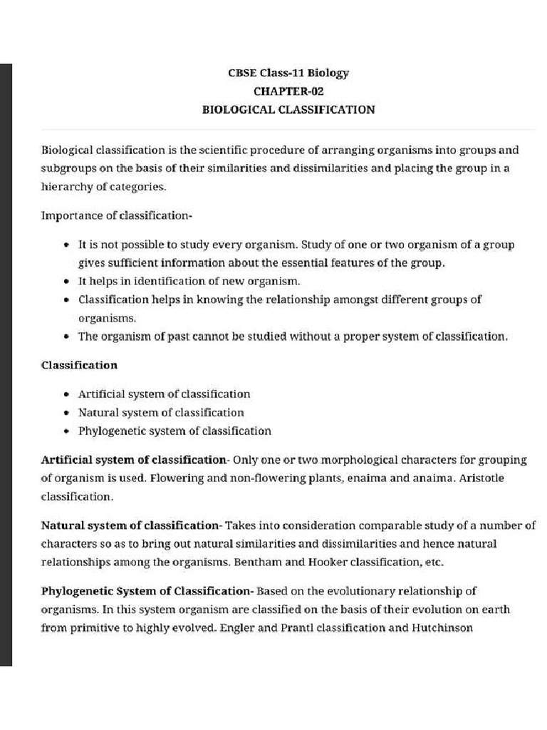 Class 11 Bio Classification | PDF