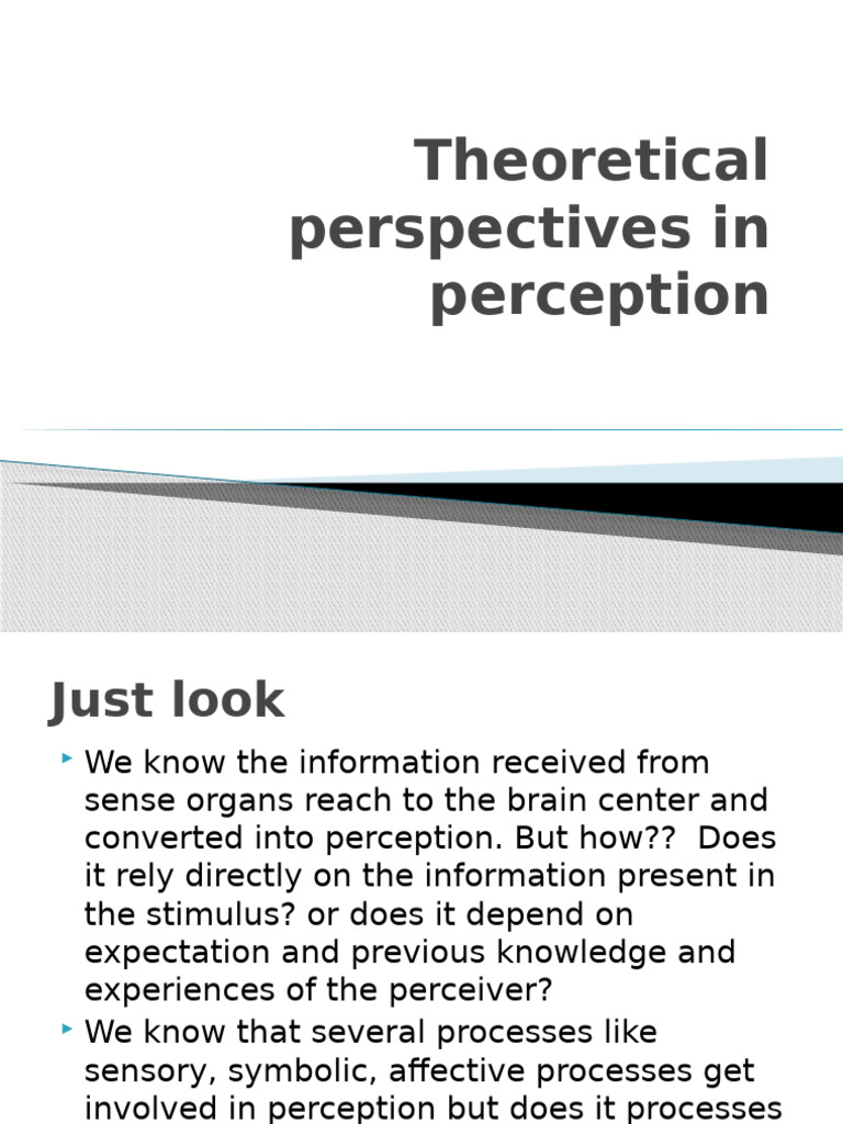 Theoretical Perspectives in Perception | PDF | Perception | Experience