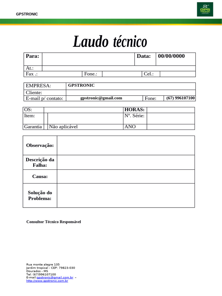 Modelo Laudo Tecnico | PDF