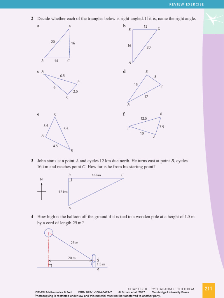ICE EM Y8 Applications of Pythag | PDF | Geometry | Elementary Geometry