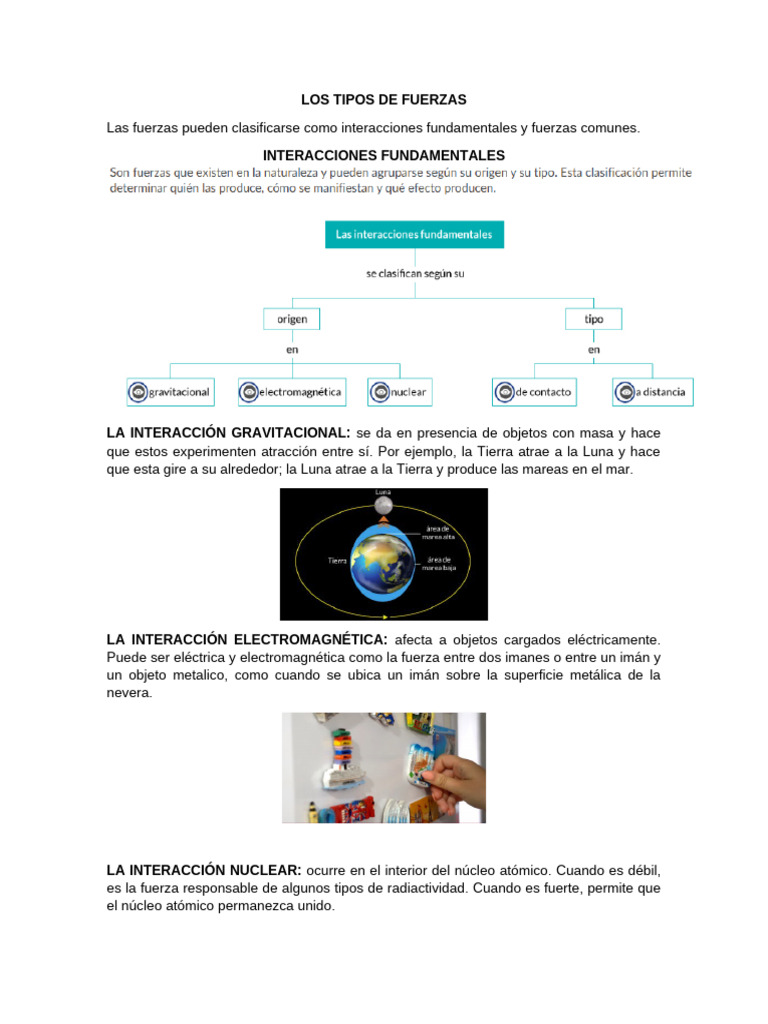 LOS TIPOS DE FUERZAS | PDF | Fuerza | Interacción fundamental