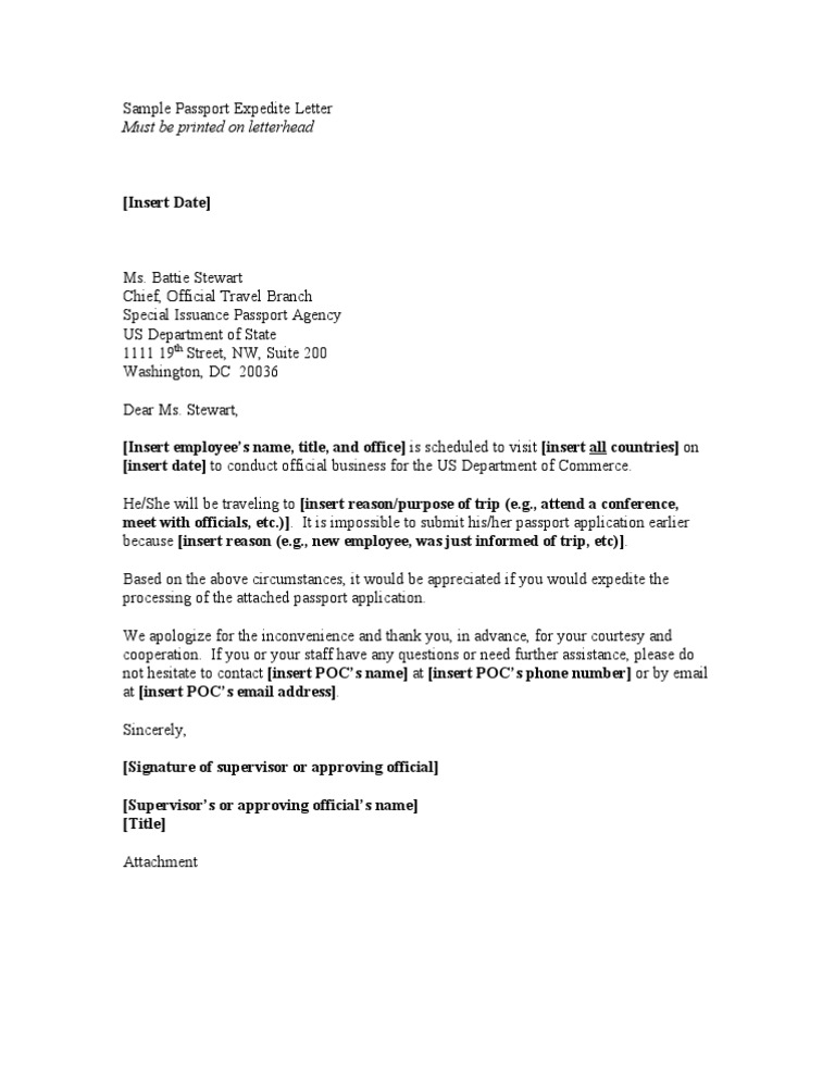 Sample Letter for Passport Expediting | PDF | Politics