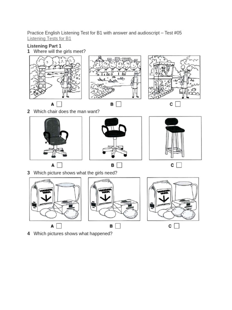 Practice English Listening Test For B1 With Answer and Audioscript ...