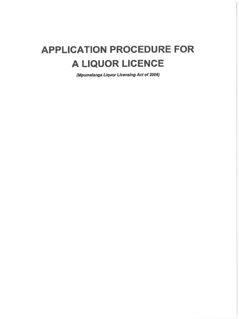 MER Application Procedure For A Liquor Licence | PDF