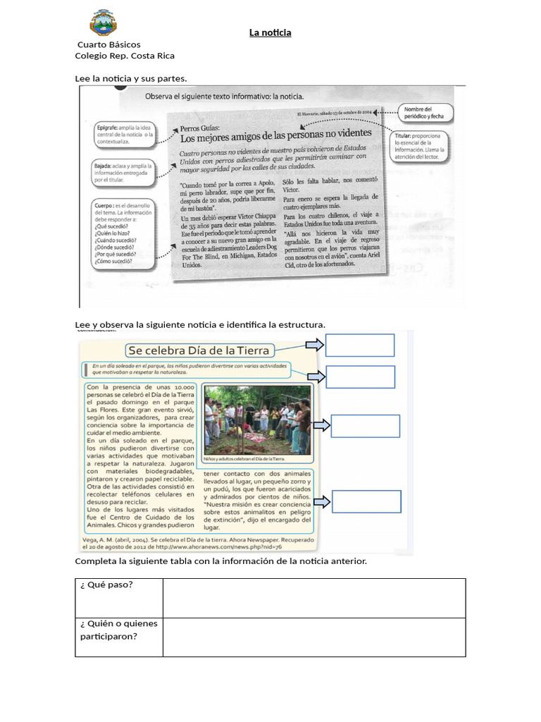 Lee La Noticia y Sus Partes | PDF