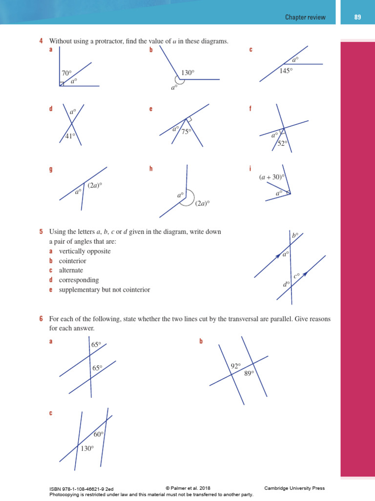 Cambridge Y7 Angles Qs 2 | PDF | Elementary Geometry | Euclidean Geometry