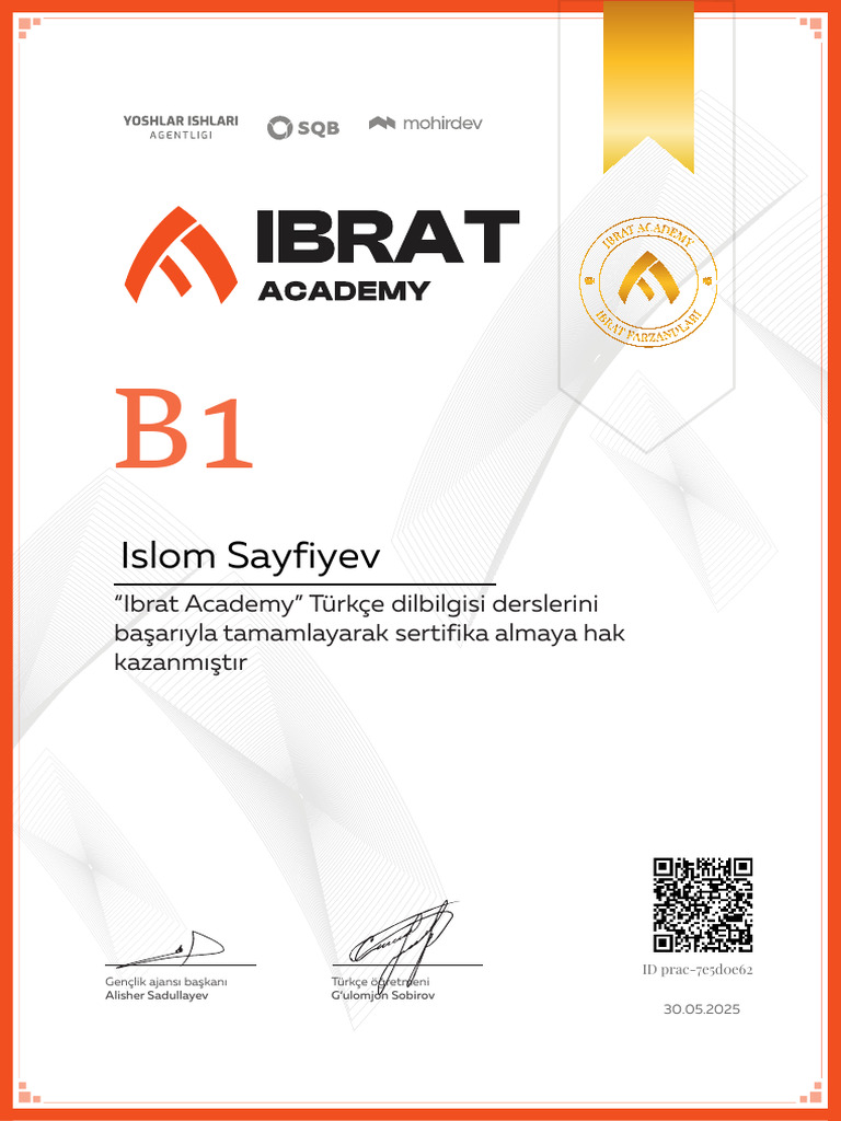 Islom Sayfiyev: "Ibrat Academy" Türkçe Dilbilgisi Derslerini | PDF