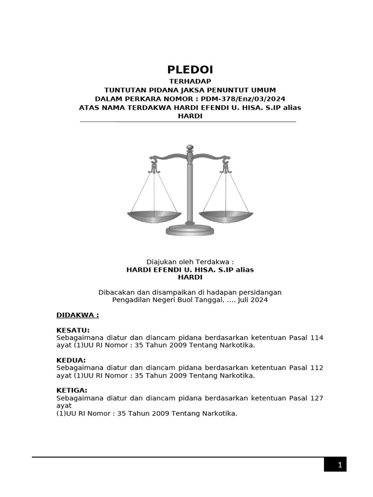 Pledoi Hardi | PDF