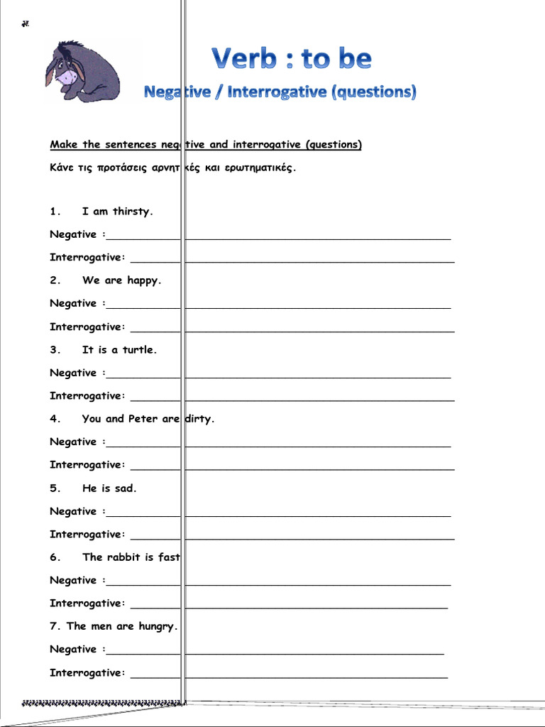 Verb To Be (Negative Interrogative | PDF