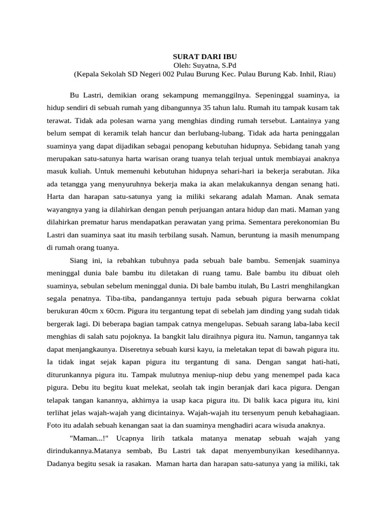 Cerpen-Surat Dari Ibu-Suyatna, S.PD | PDF