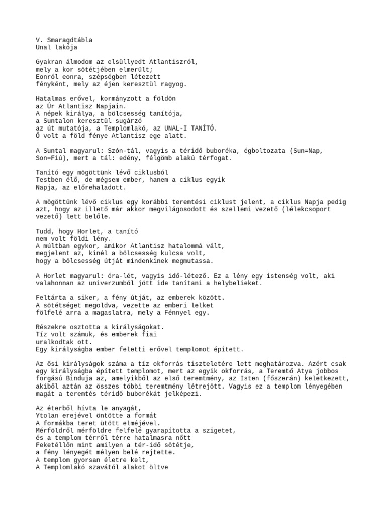 V. Smaragdtábla Unal Lakója | PDF