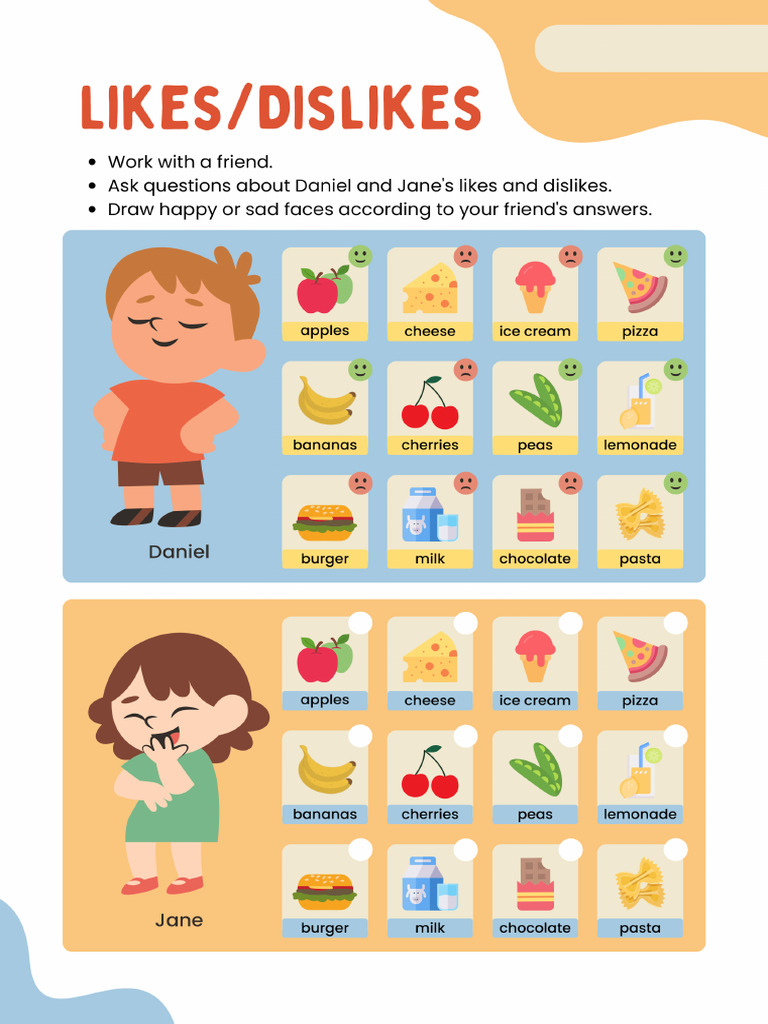 Likes Dislikes Worksheets | PDF