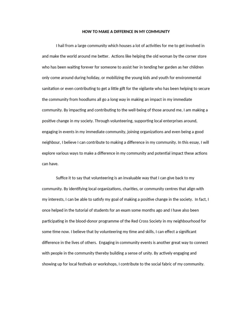 Making a Difference in My Community | PDF | Community | Social Psychology