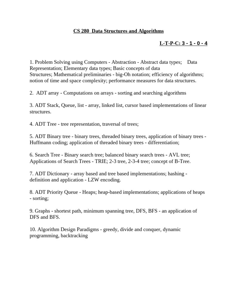 CS 280 Data Structures & Algorithms | PDF