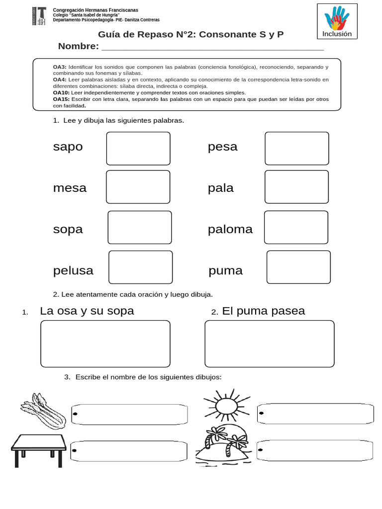 Guía de Repaso: Consonante PP | PDF