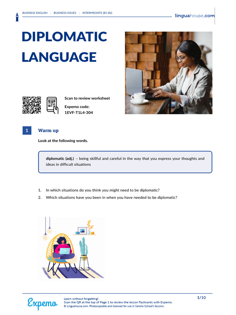 Diplomatic Language British English Student B1 B2 06 12 | PDF | Adjective | English Language