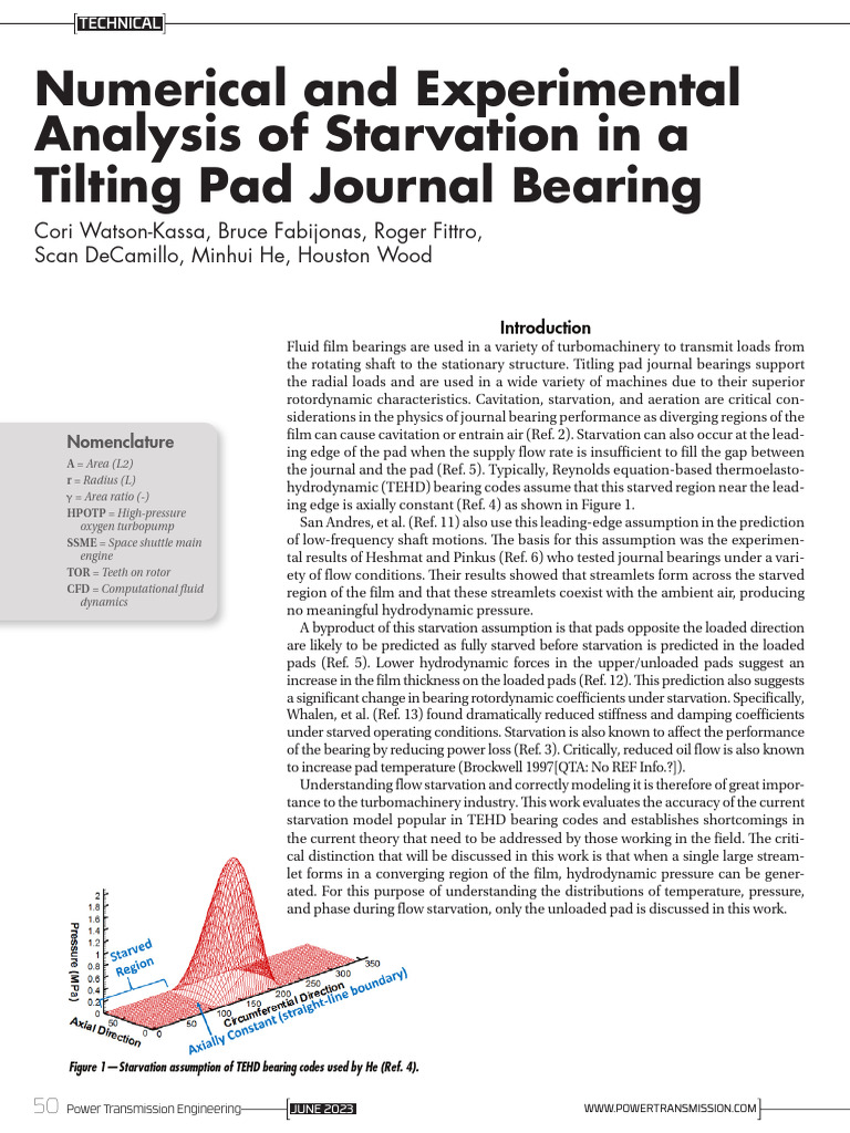 Analysis of Oil Starvation Tilting Pad Journal Bearing | PDF ...