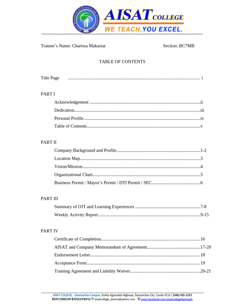AISAT OJT Narrative Report | PDF