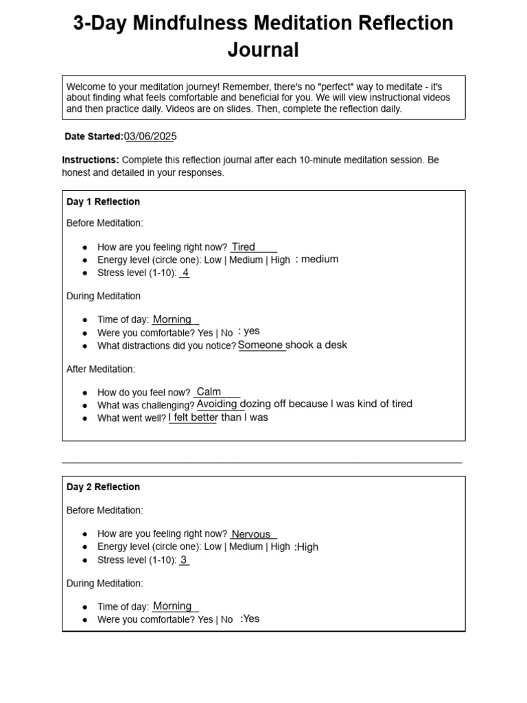 L2 - Spiritual Wellness - 3-Day Mindfulness Meditation Reflection ...