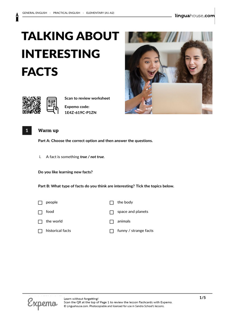 Talking About Interesting Facts British English Teacher | PDF ...