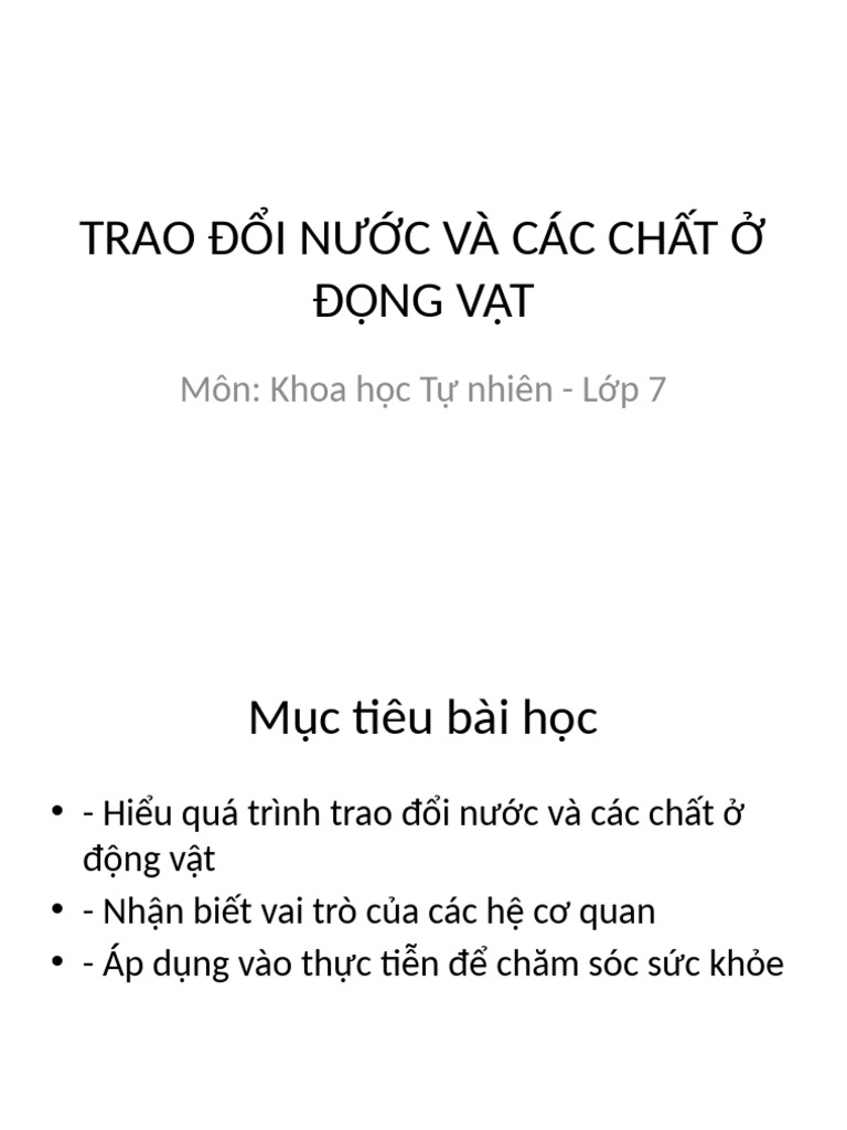 Trao Doi Nuoc Va Cac Chat | PDF