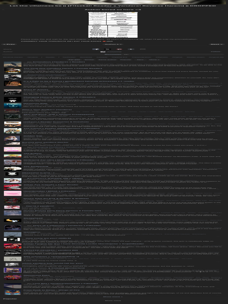 Author Bored So Here 3 Let The Villainess Be (F!Isekai! Reader X Yandere! Reverse Harem) DROPPED ...