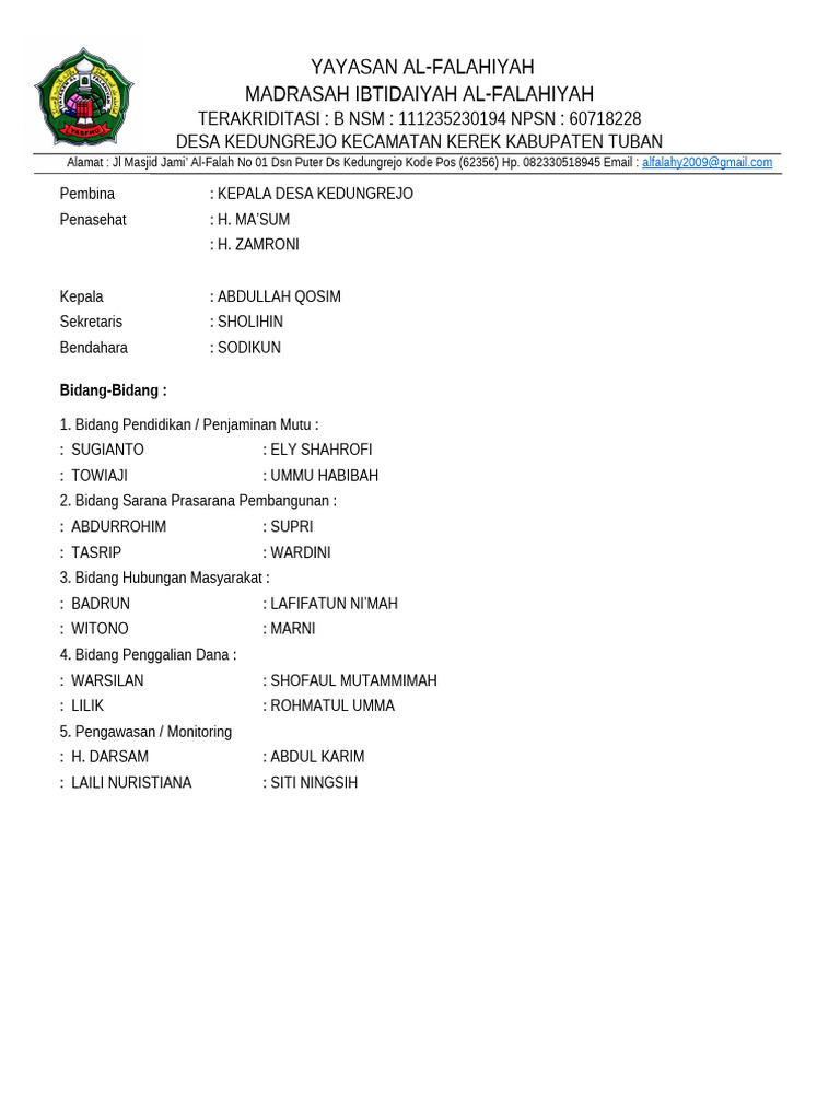 Susunan Pengurus Mif | PDF