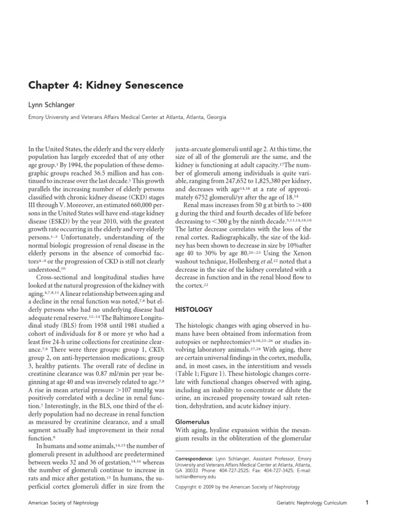 Chapter4 Kidney Senescence ASN | PDF | Kidney | Chronic Kidney Disease