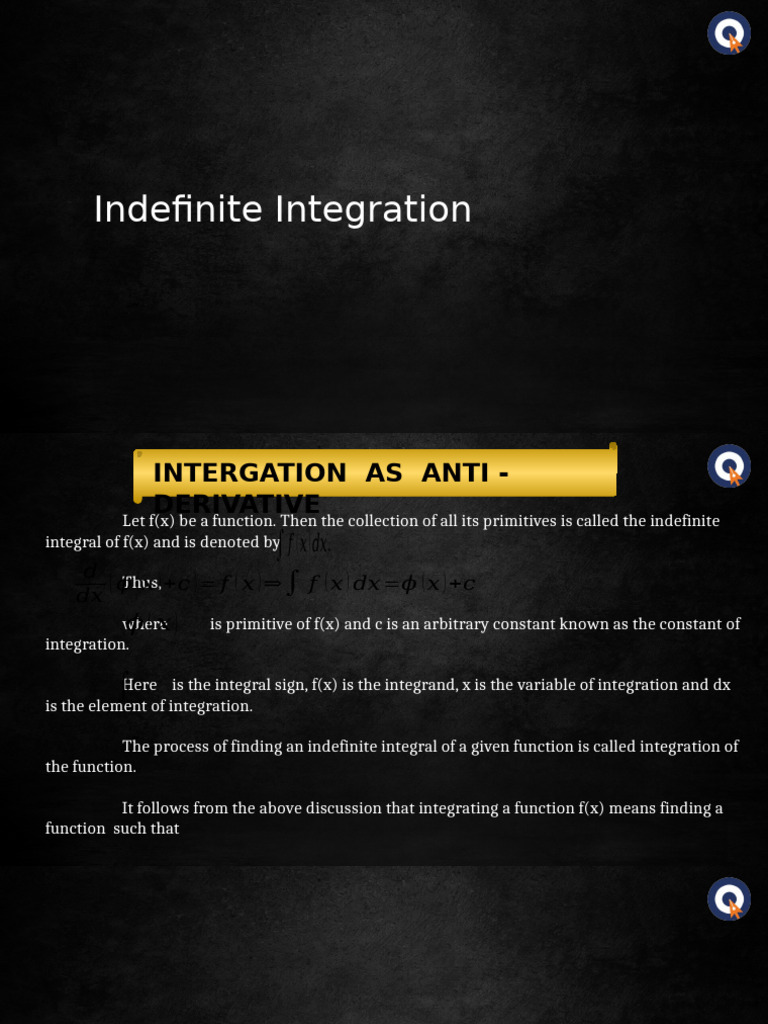 Indefinite Integration Techniques Explained | PDF | Integral | Function ...