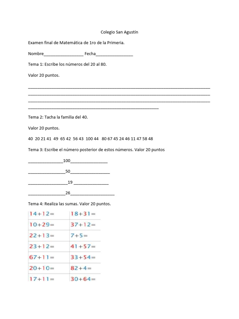 Examen Final de Matemática 2025 | PDF