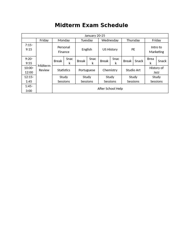 4.1 Midterm Exam Scheldule 2 | PDF