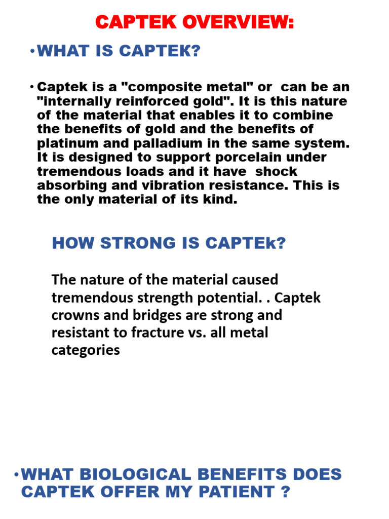 Captek System: Strength & Benefits | PDF | Dentistry Branches | Materials