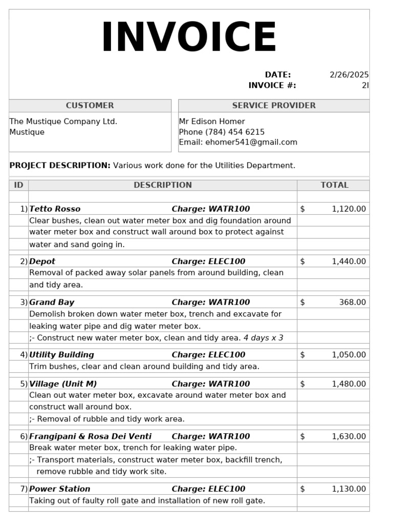 Invoice - Utilities - February 2025 | PDF | Trench | Building Engineering