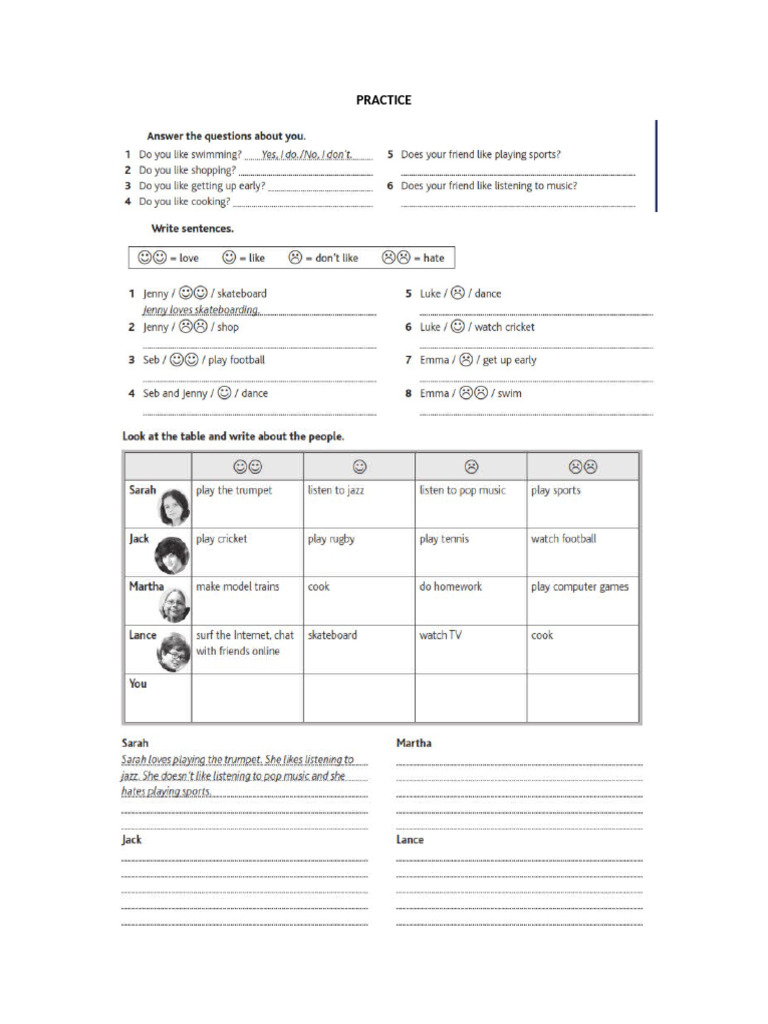 Practice Likes and Dislikes | PDF